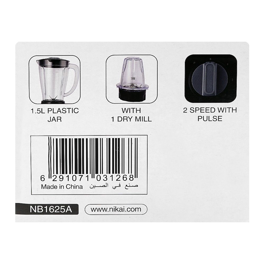 Nikai Blender, 350W, 220-240V, 1.5 Liter, NB-1625A