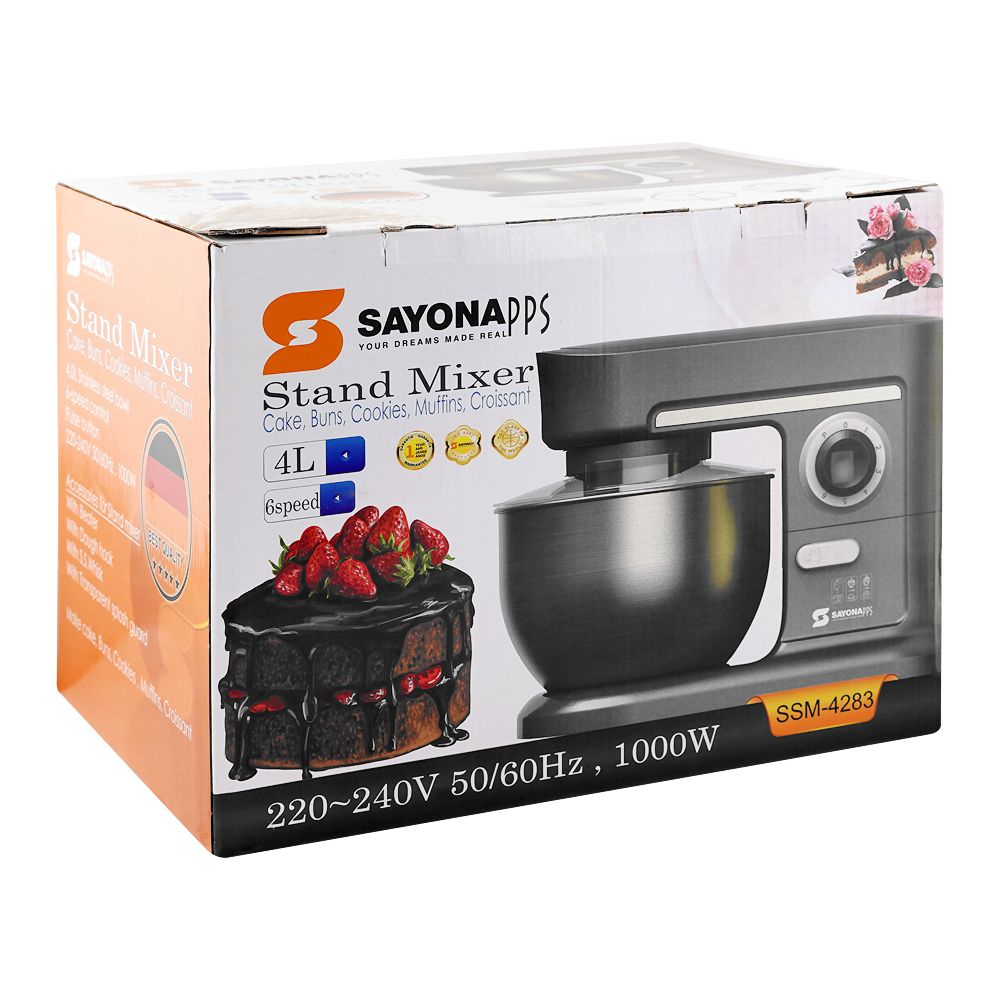Sayona Stand Mixer, 1000W, 220-240V, 4 Liters, SSM-4283