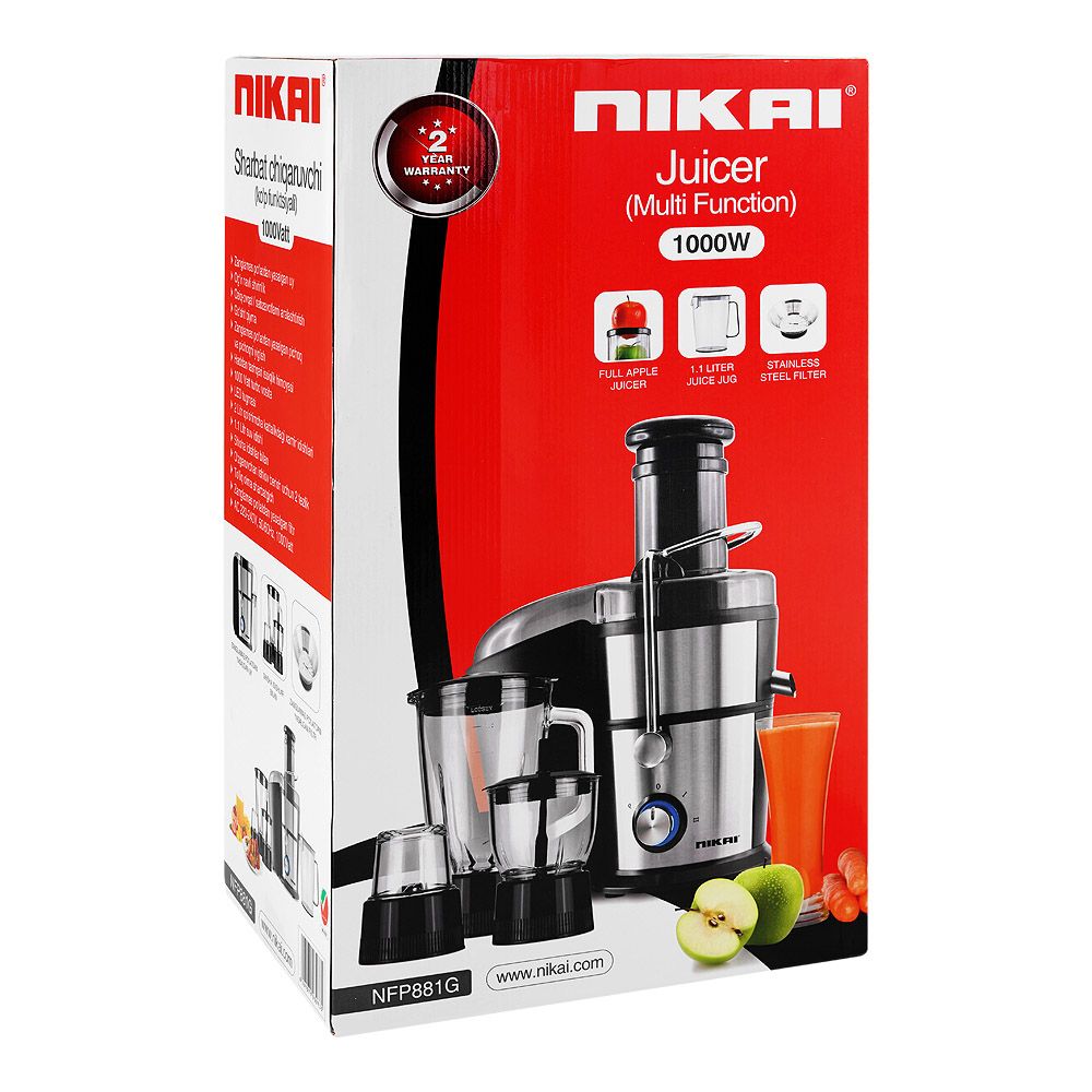 Nikai Multi-Function Juicer, 1000W, 220-240V, NFP-881G