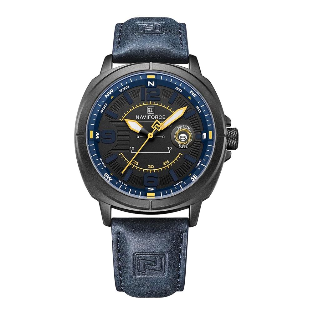 Naviforce Men Analog Watch With Black & Blue Dial With Blue Leather ...