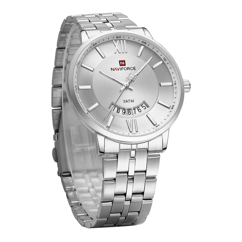 Naviforce Men Analog Watch With Silver Dial & Stainless Steel Bracelet ...
