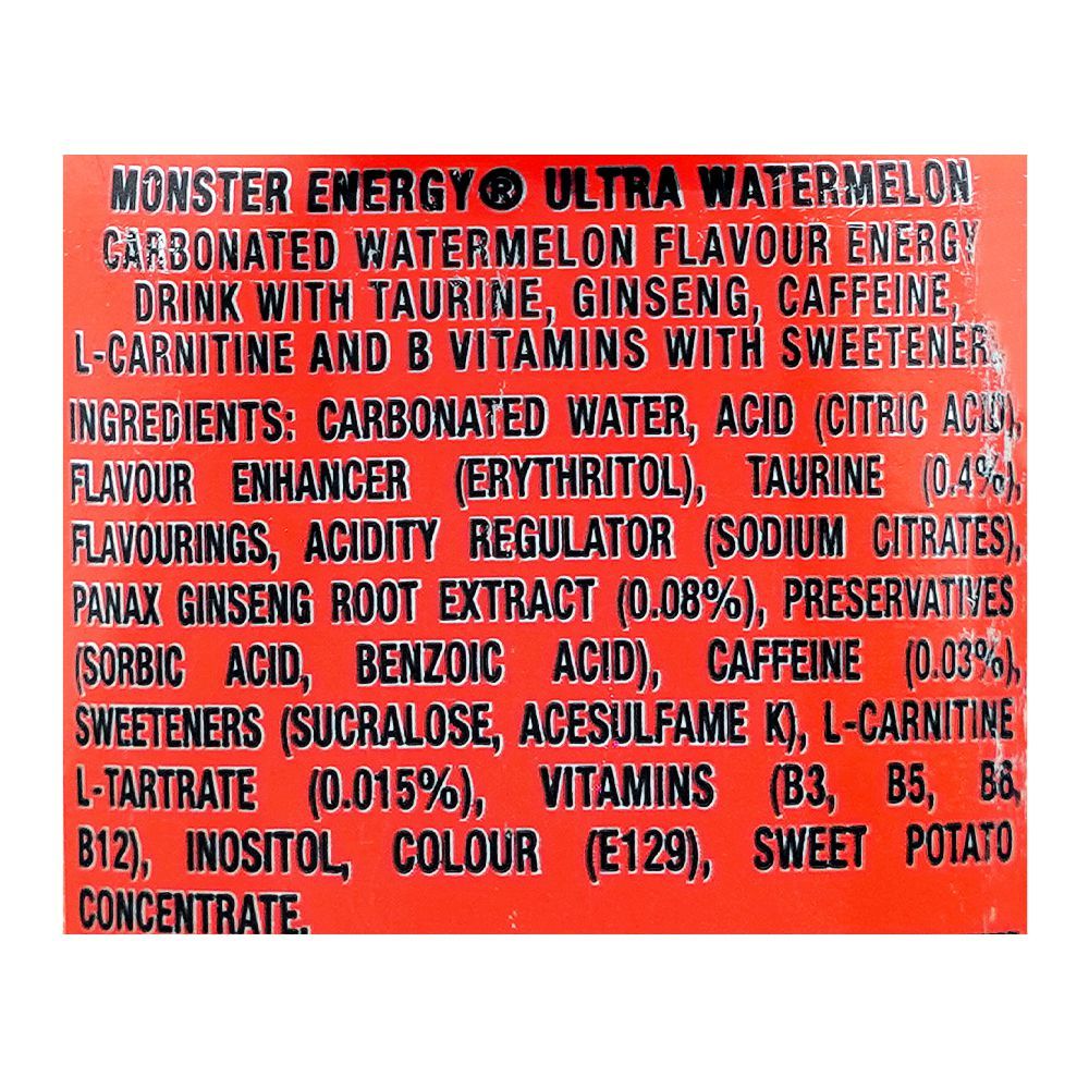 Monster Ultra Water Melon Zero Sugar Energy Drink, 500ml
