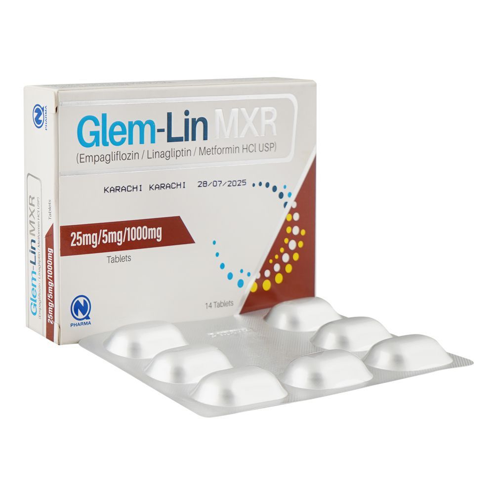 N Pharma Glem-Lin MXR Tablet, 25mg/5mg/1000mg, 14-Pack