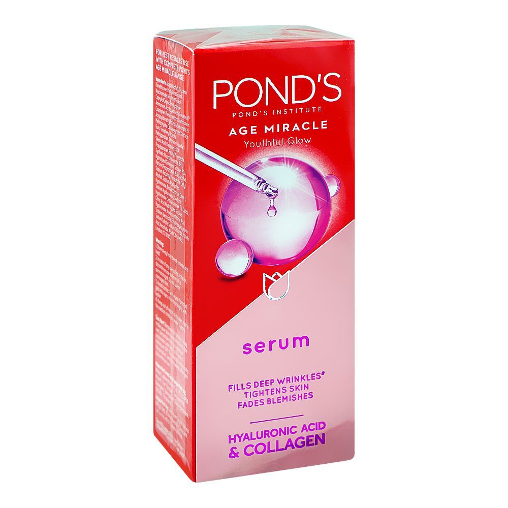 Pond's Age Miracle Youthful Glow Hyaluronic Acid & Collagen Serum, For ...