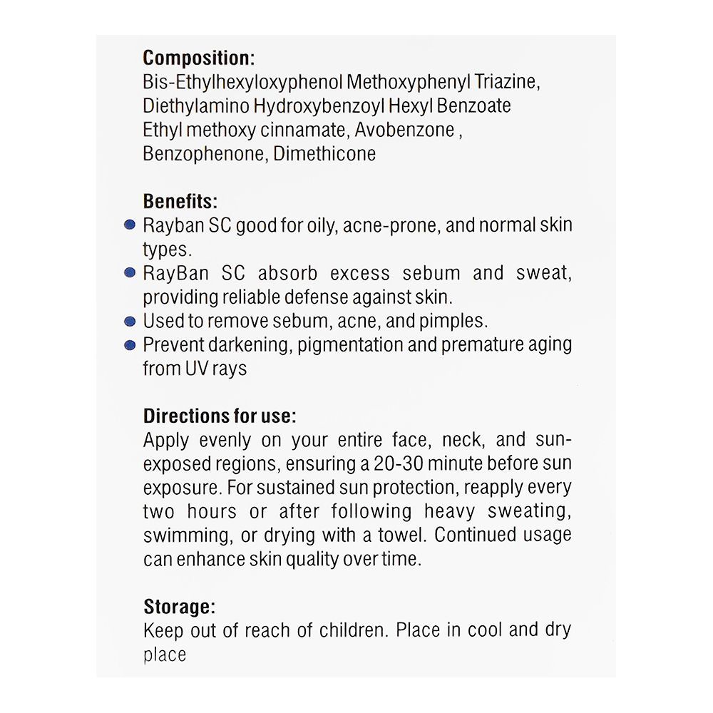 Tulip Health Care Rayban SC Gel, SPF40 PA+++ For Acne Prone Skin, 30g