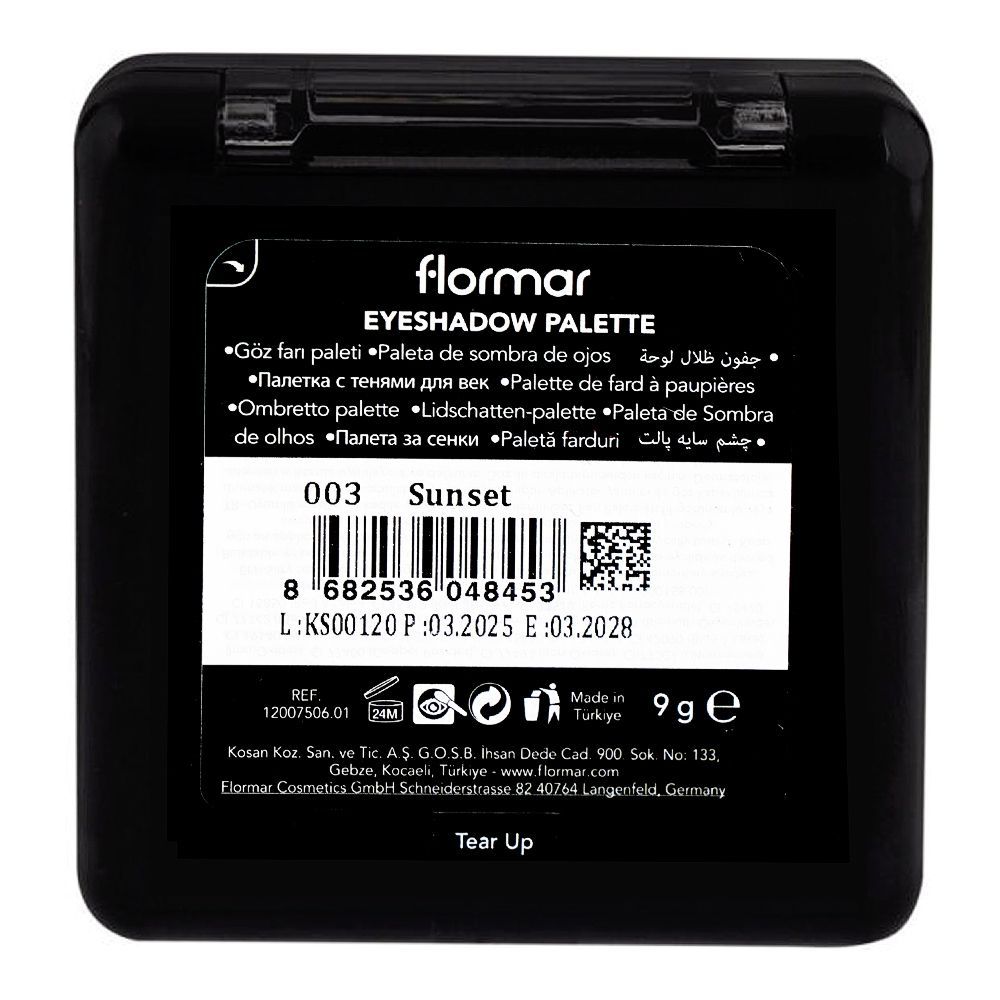 Flormar Eye Shadow Palette, 003 Sunset, 9-Pack
