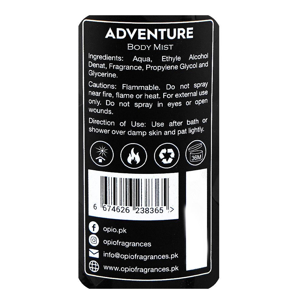 Opio Adventure Body Mist, For Men, 250ml