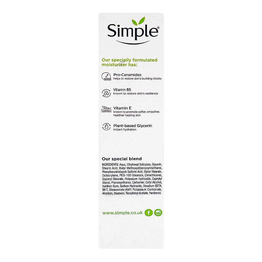 Simple Kind To Skin Protecting Light Moisturiser, UVA/UVB, Alcohol ...