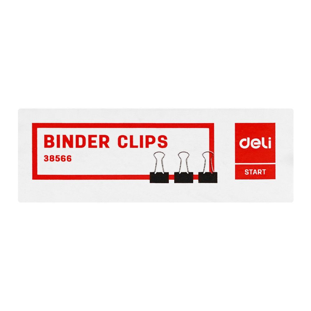 Deli Binder Clip 15Mm Box, Black, E38566, 12-Pack