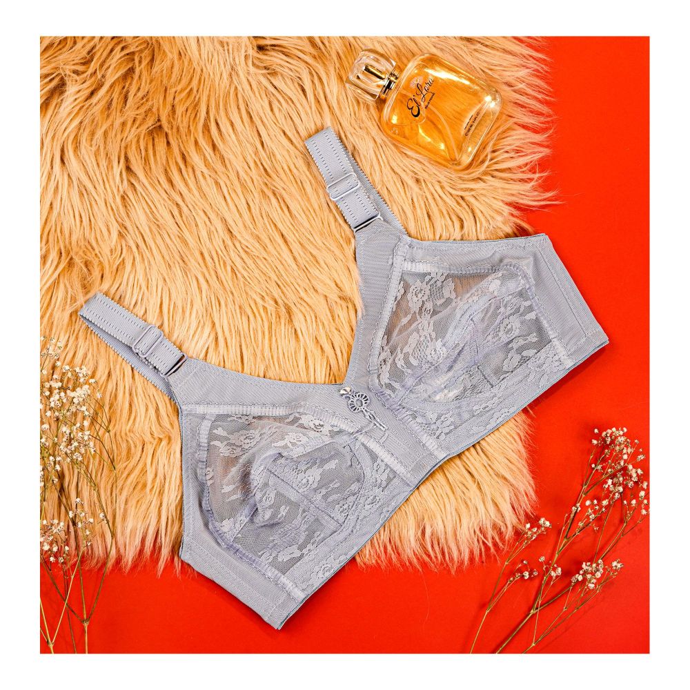 Women's Blooming Real Comfy C-Cup Bra, Greish Blue, 62641