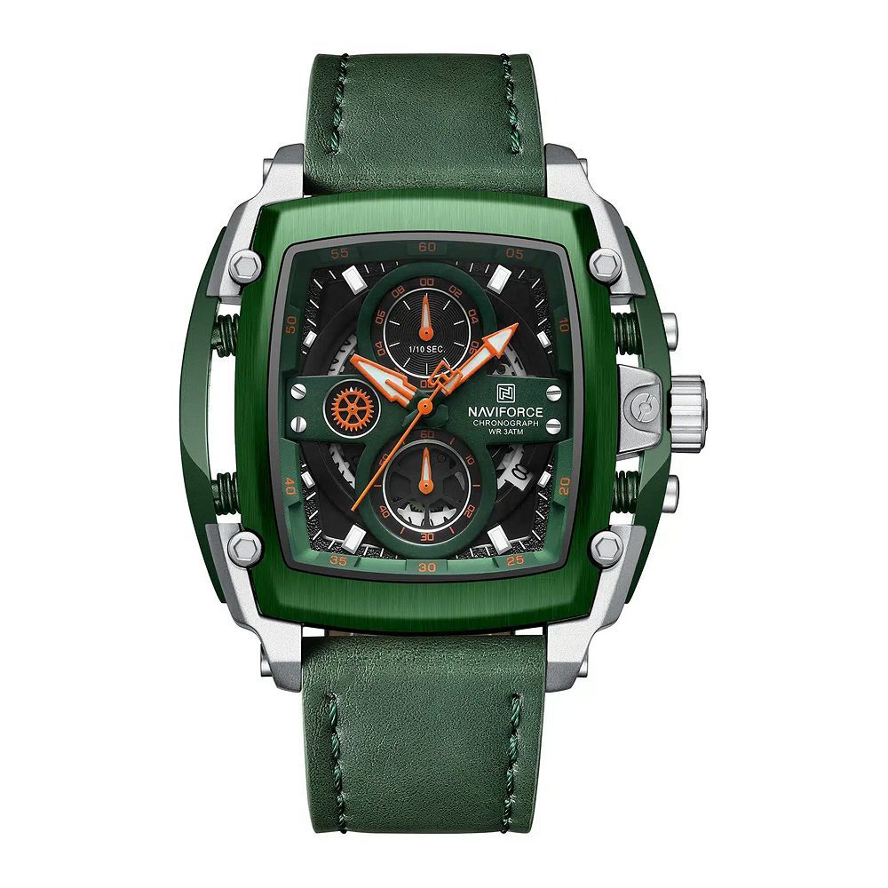 Naviforce Nitro Chronograph Men's Wrist Watch With Green & Silver Dial ...