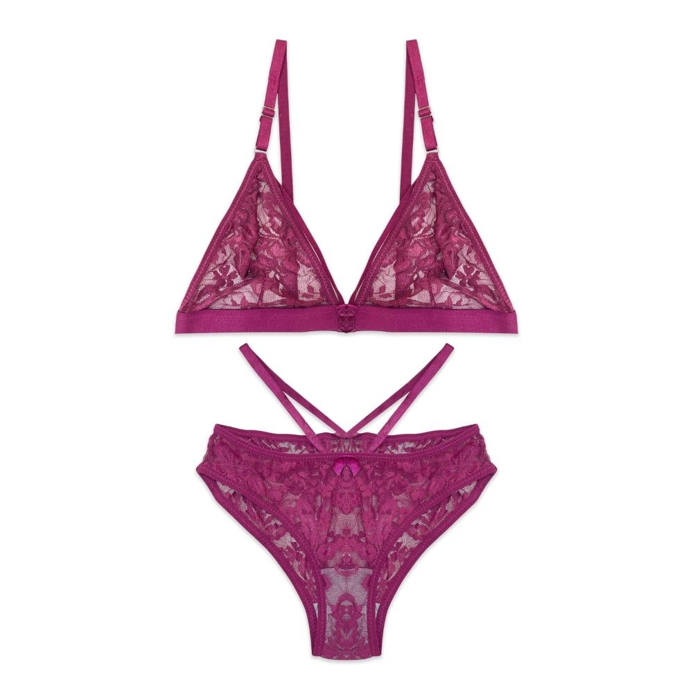Sajiero Women's Non-Padded Bra Set, Lace-Net, Adjustable Straps, Lace ...