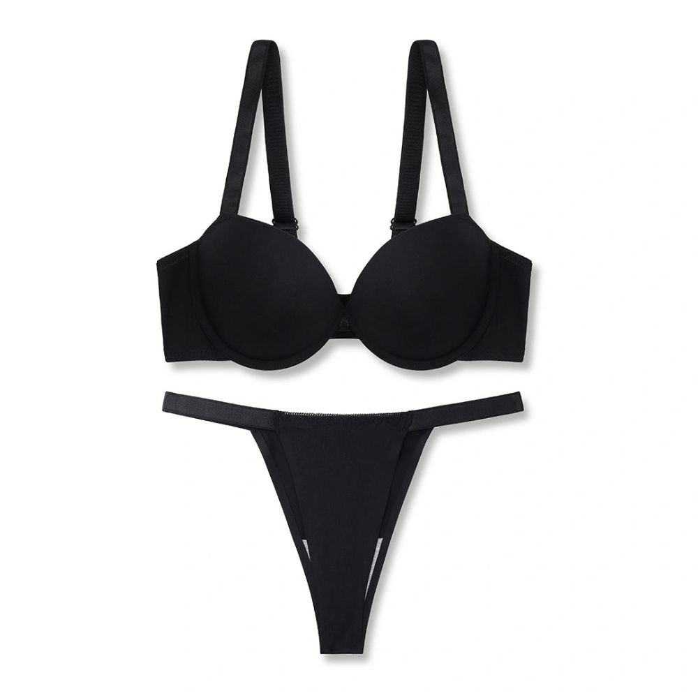 Sajiero Women's Bra Set, Poly-Cotton, Creamy Comfort Black