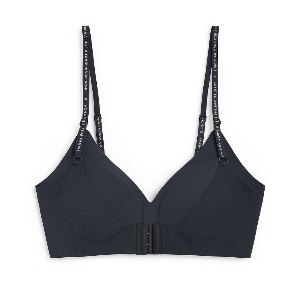 Sajiero Women's Seamless Ribbed Soft Form Padded Bra, Spandex, Black ...