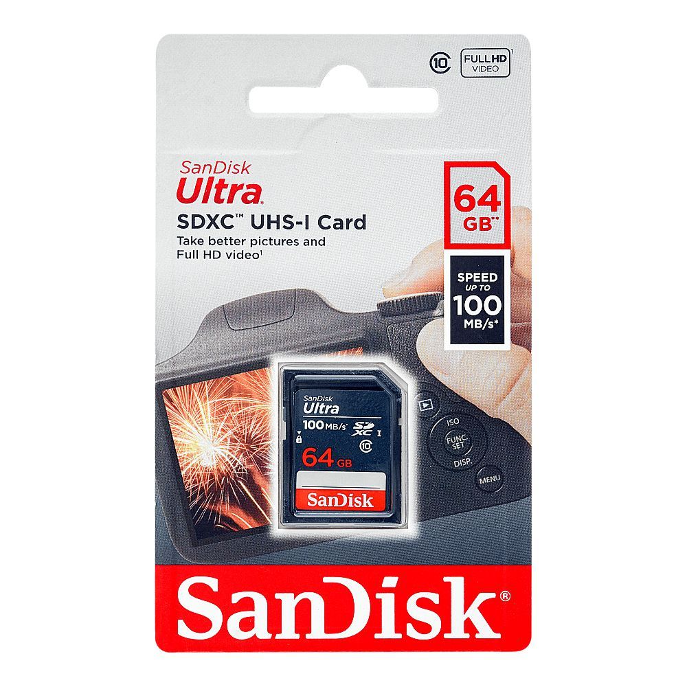 Sandisk Ultra 64GB SDXC UHS-1 Card, Speed Up to 100MB/s
