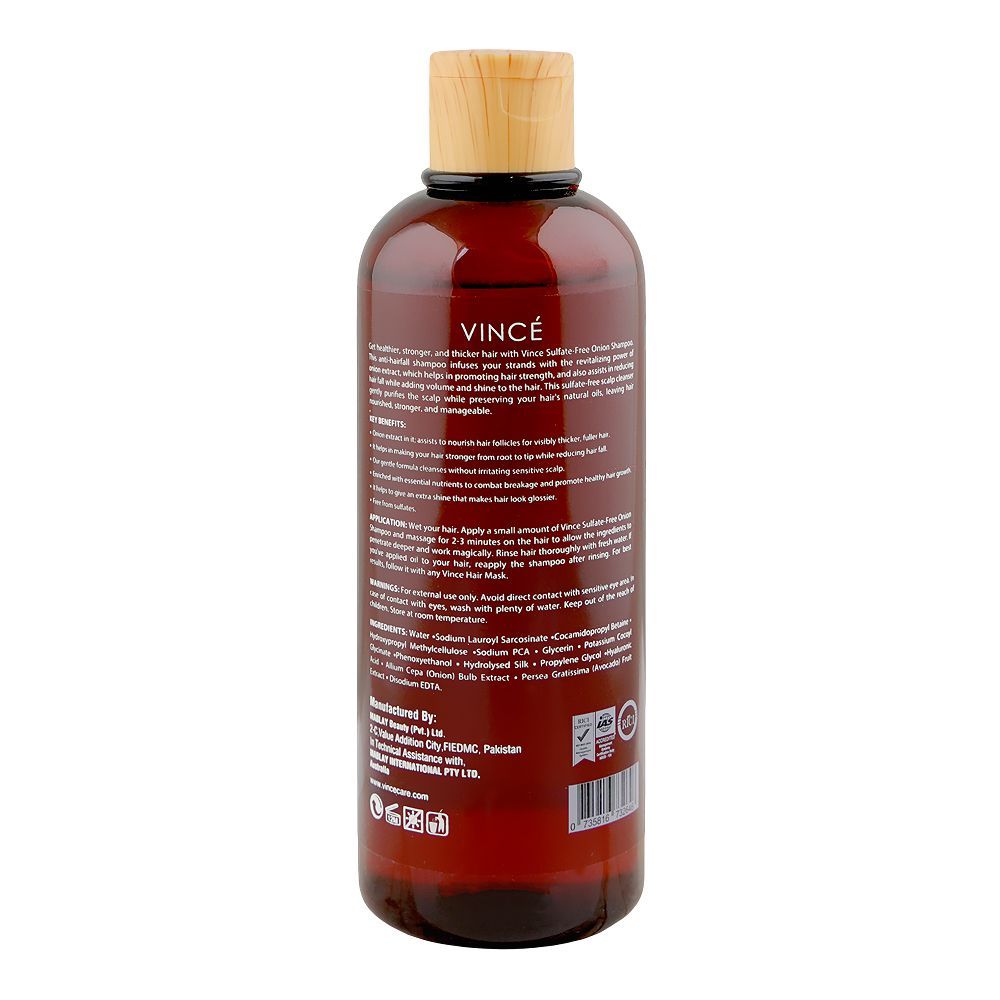 Vince Onion Shampoo, Sulfates, Paraben & Fragrance Free, For Sensitive ...