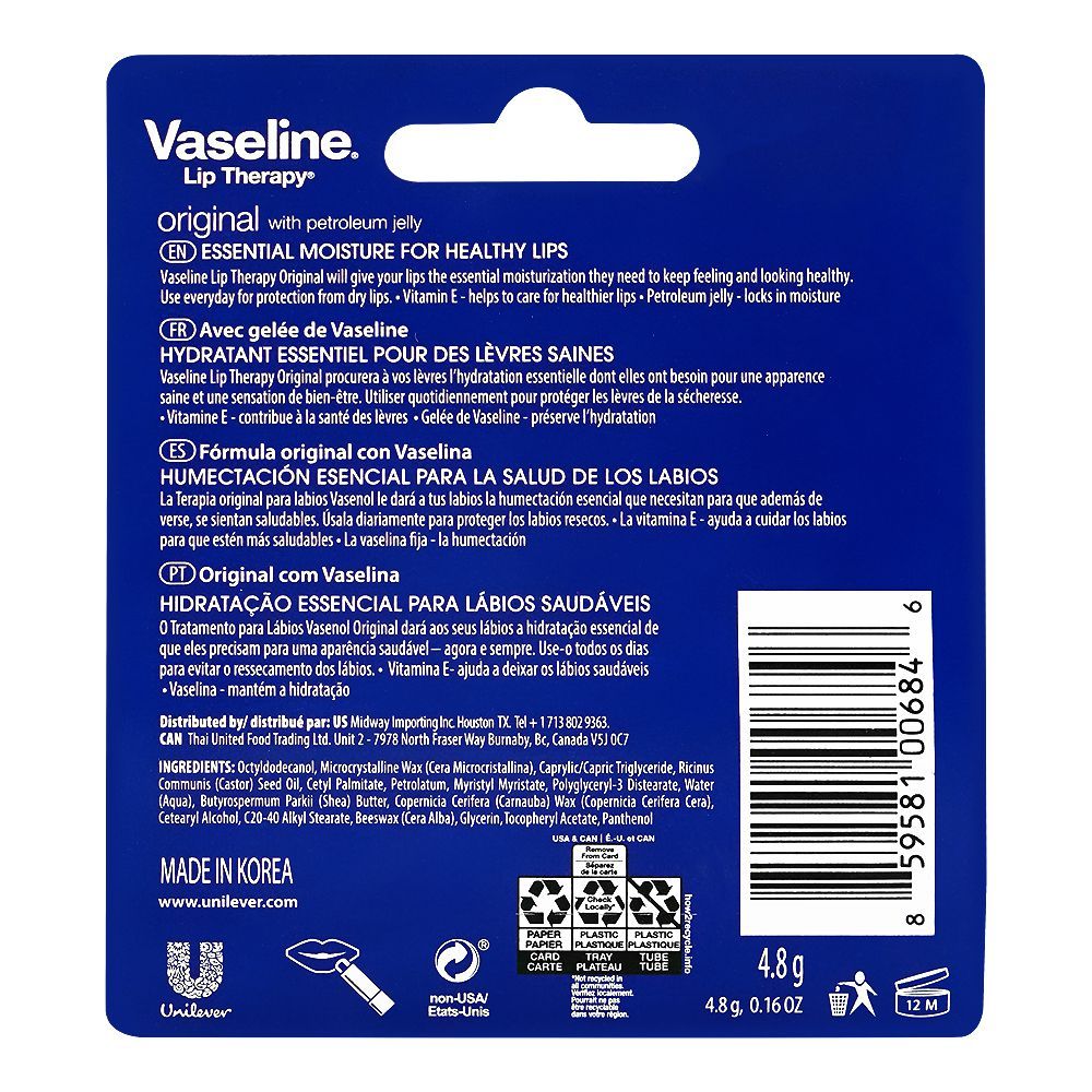 Vaseline Mint Menthe Lip Therapy, 4.8g