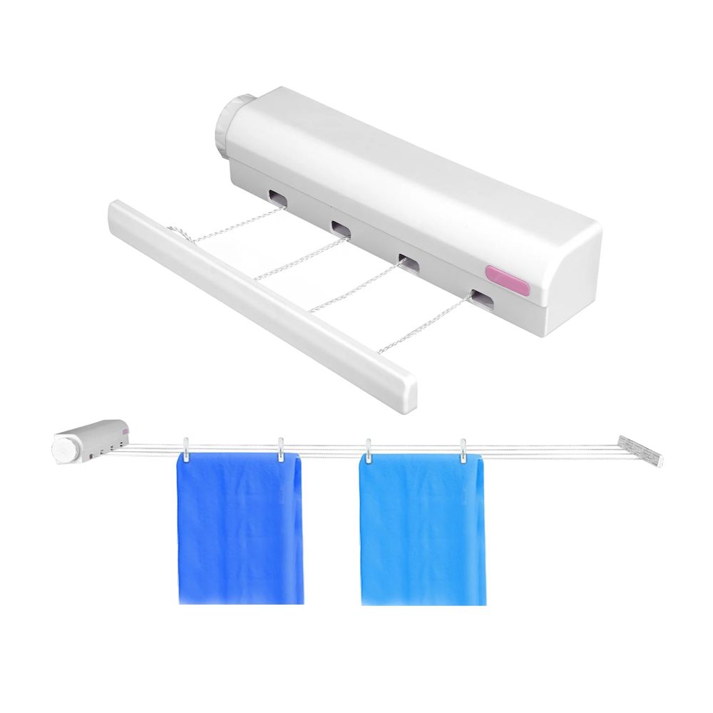 AJF 4-Line Wall Mounted Laundry Washing Line Dryer Rope, 2-Meter