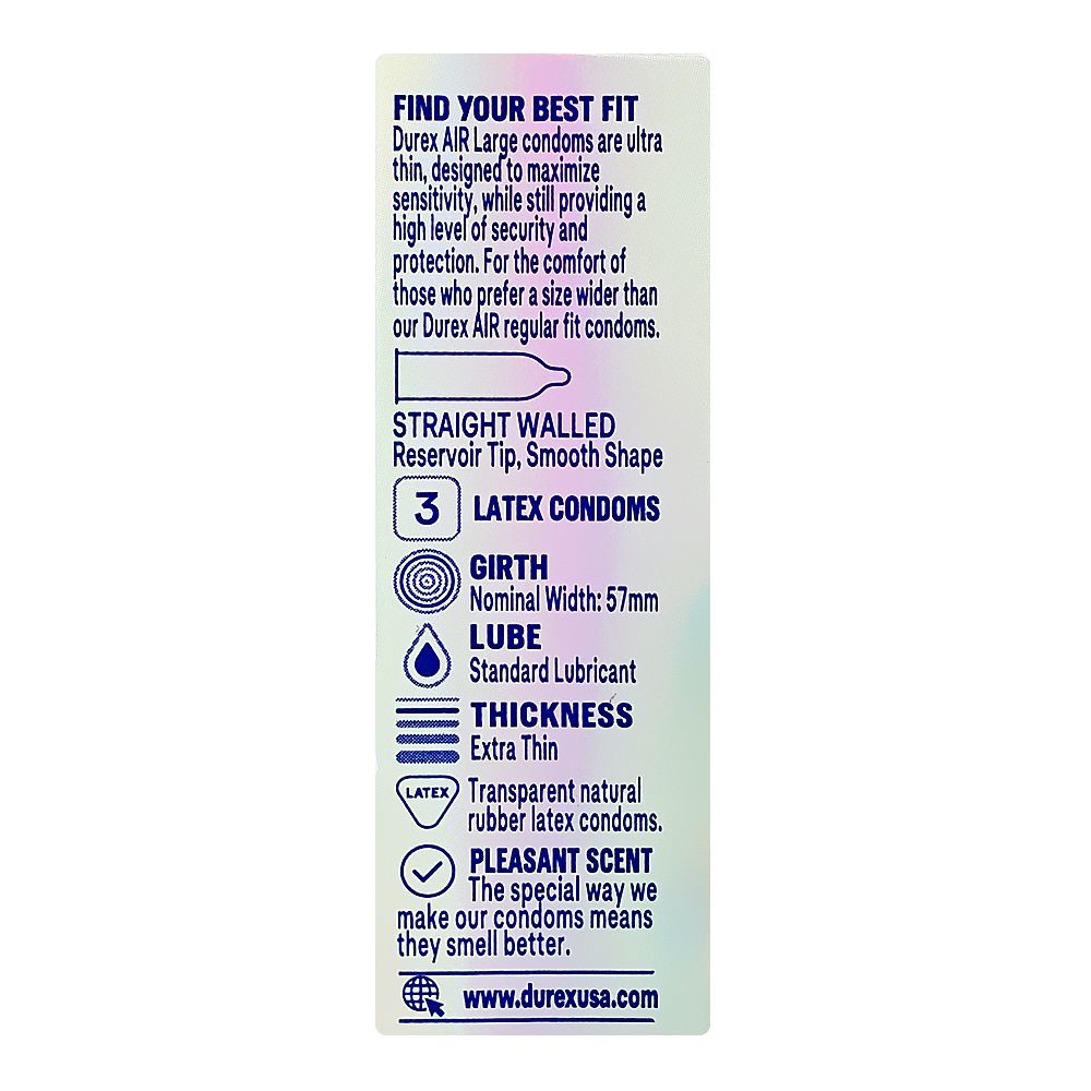 Durex Air Large Wide Fit Ultra-Thin Condom, 3-Pack