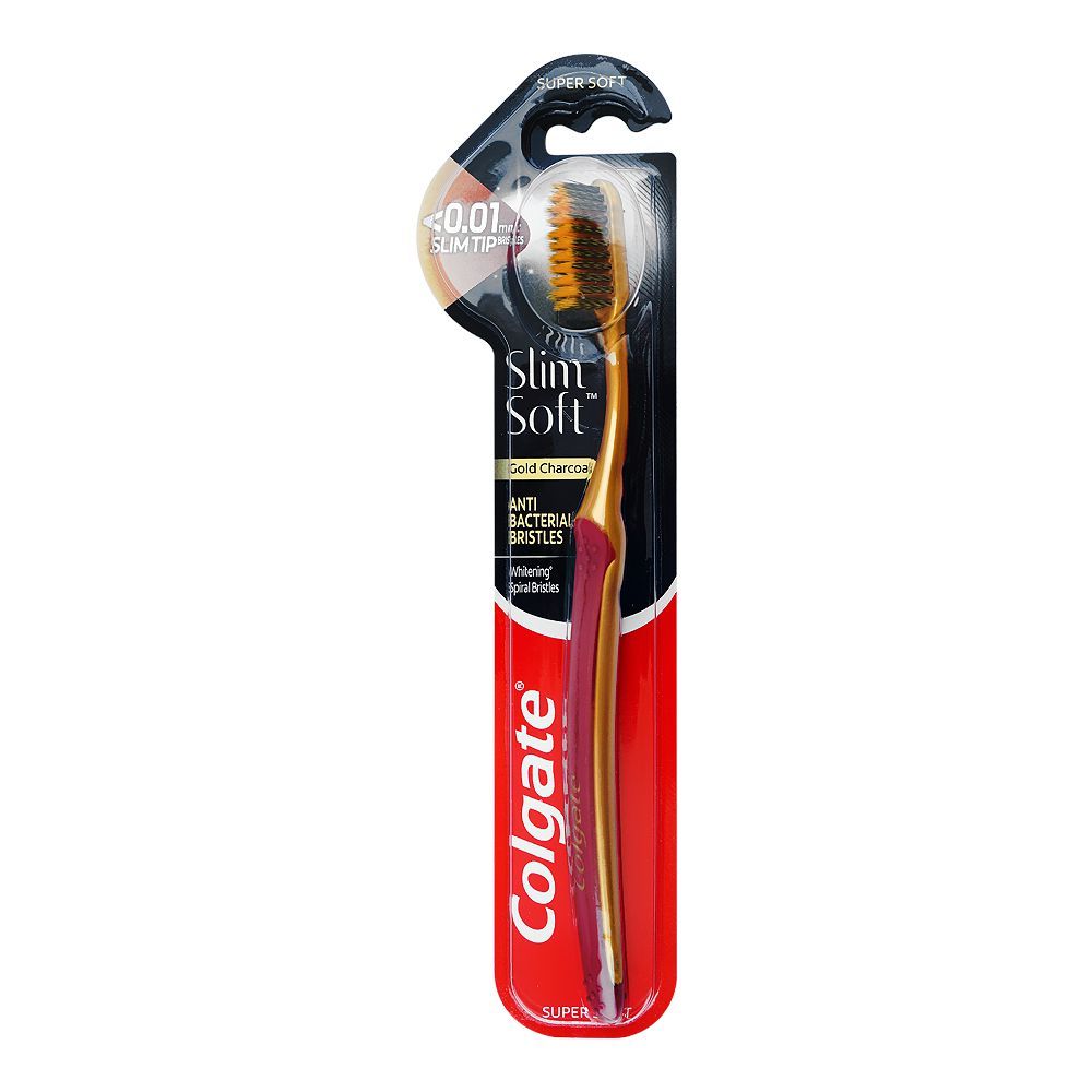 Colgate Slim Soft Gold Charcoal Toothbrush, Super Soft