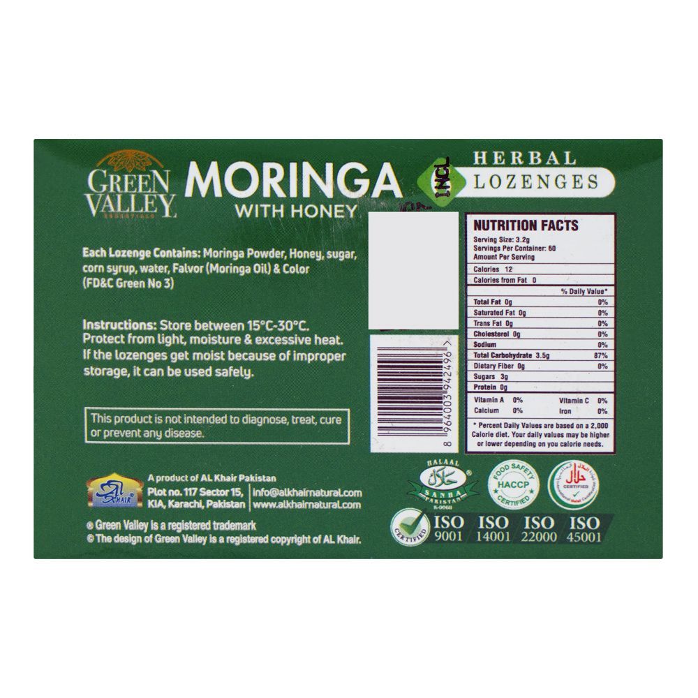 Green Valley Moringa With Honey Lozenges, 6-Pack