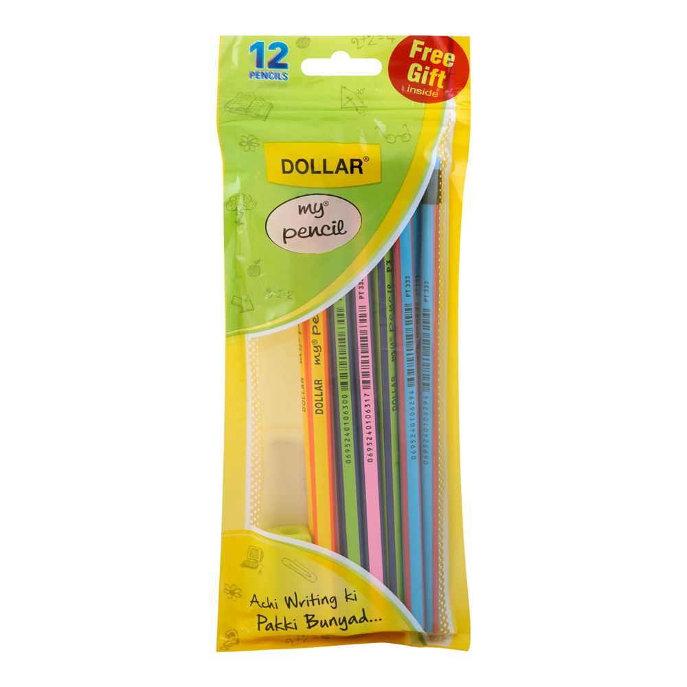 Dollar My Pencil Black Lead Pencil With Eraser 2HB Assorted Body ...