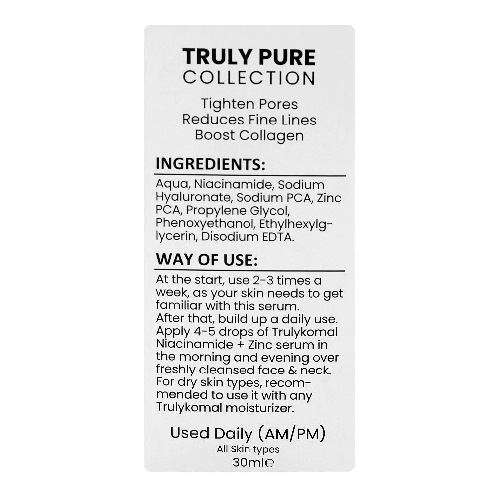 Truly Komal Balanced Booster Serum, Niacinamide 10% + Zinc 1% All Types ...