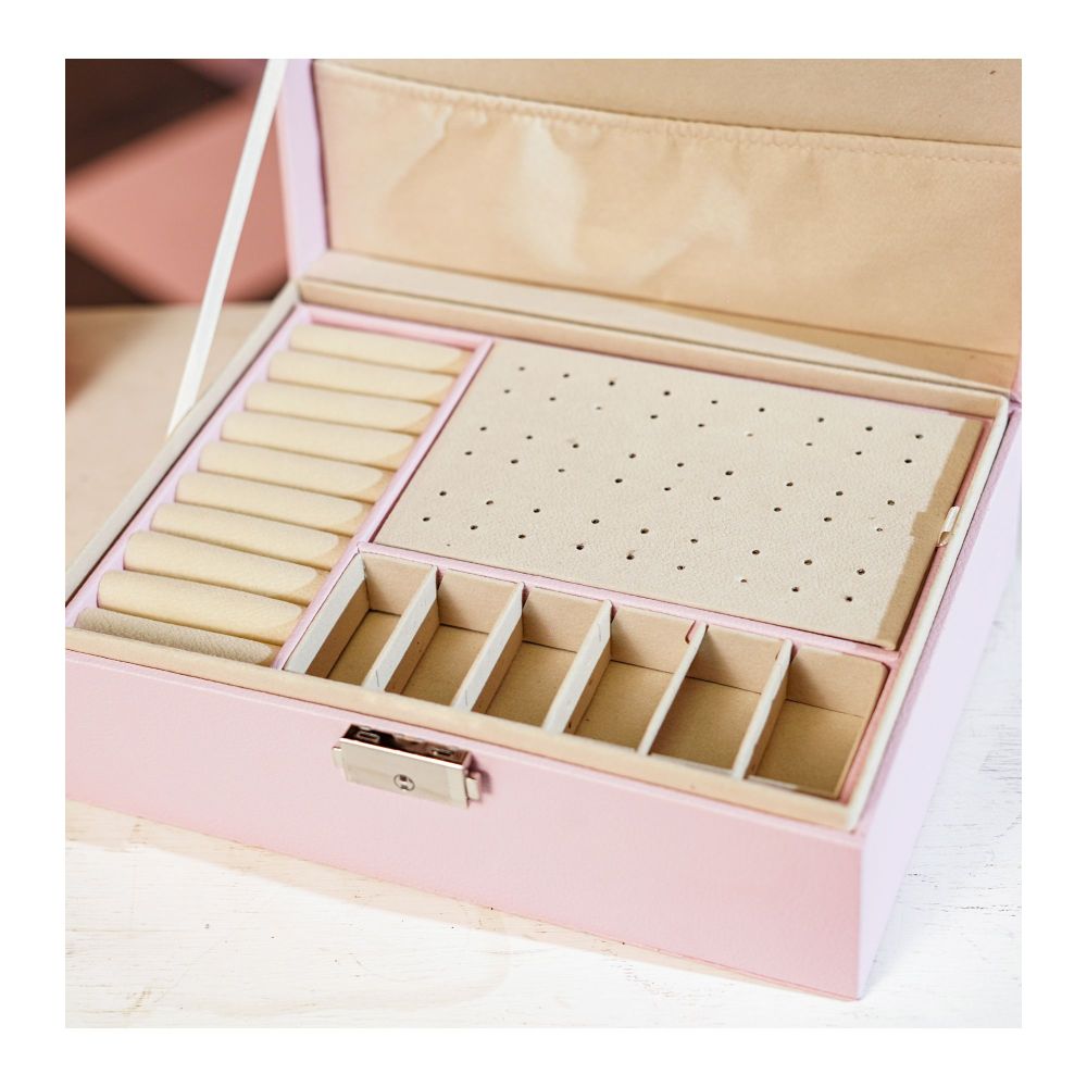 AJF Leather Jewellery Organizer with Locker 2 Layers Hanging Holder ...