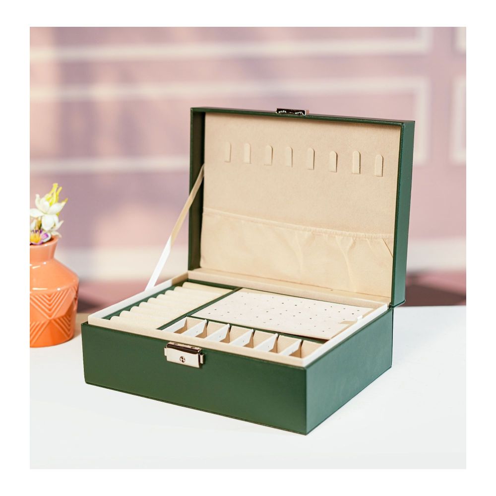 AJF Leather Jewellery Organizer with Locker 2 Layers Hanging Holder ...