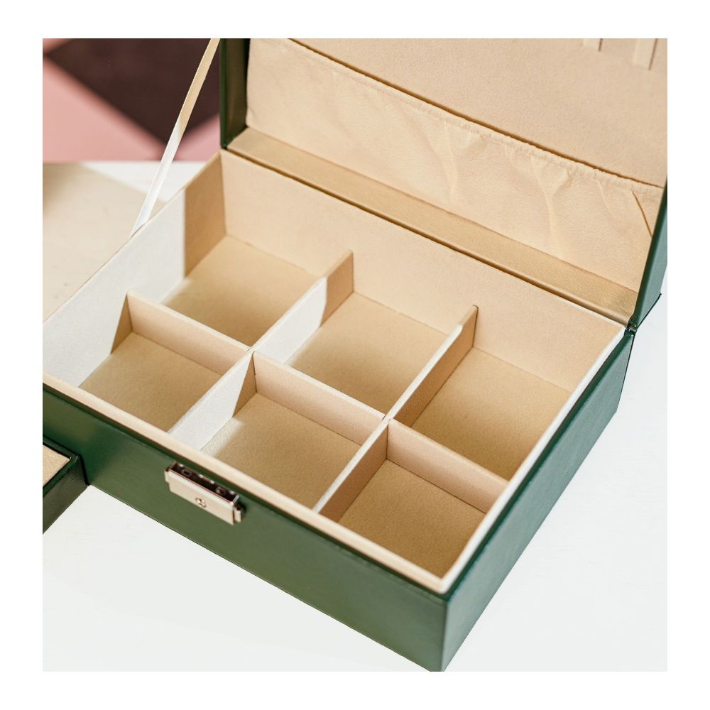 AJF Leather Jewellery Organizer with Locker 2 Layers Hanging Holder ...