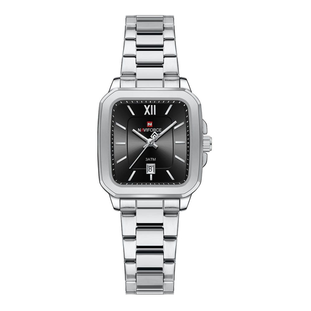 Naviforce Sleek Square Men's Analog Watch With Silver & Black Dial ...