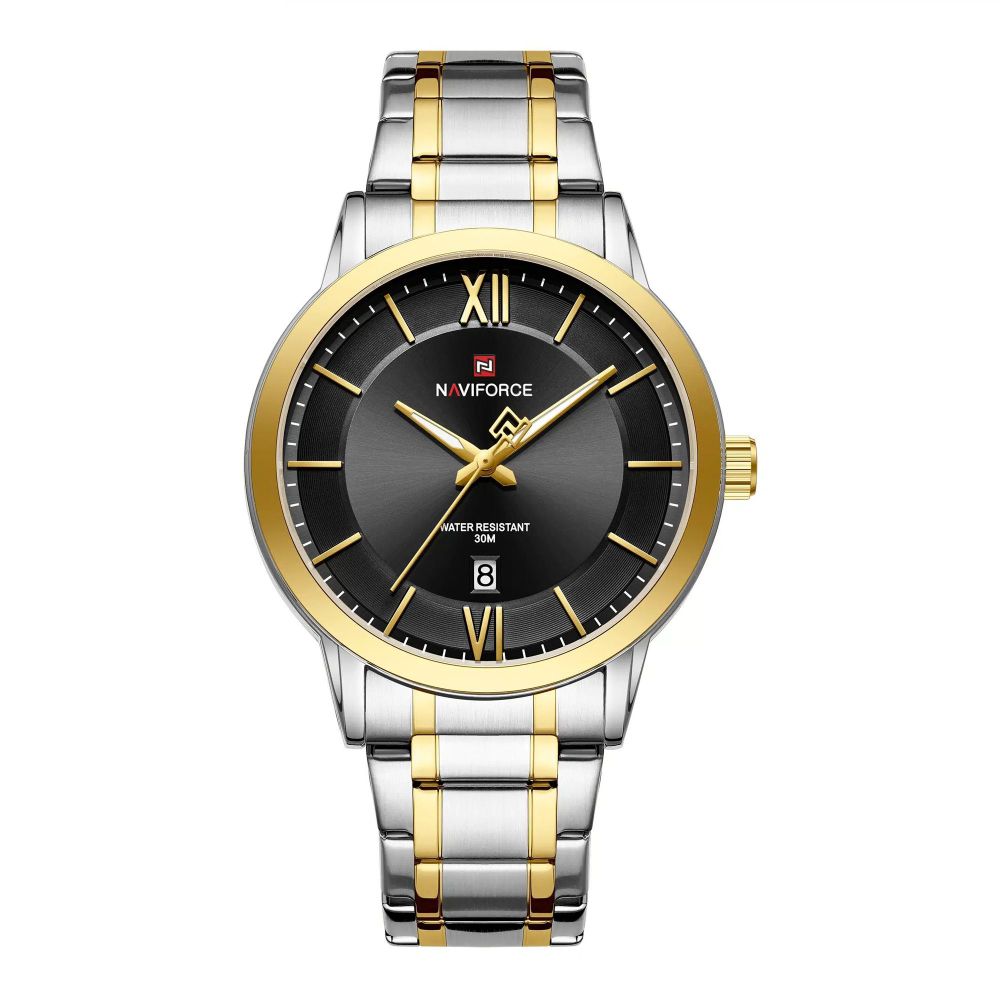 Naviforce Royal Date Edition Men's Analog Watch With Black & Golden ...