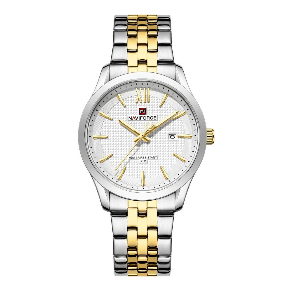 Naviforce Date Master Men's Analog Watch With White Dial & Stainless ...