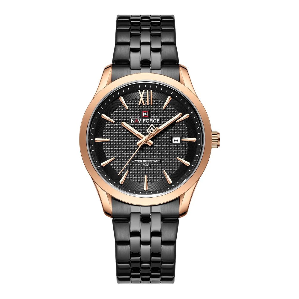 Naviforce Date Master Men's Analog Watch With Black Dial & Stainless ...