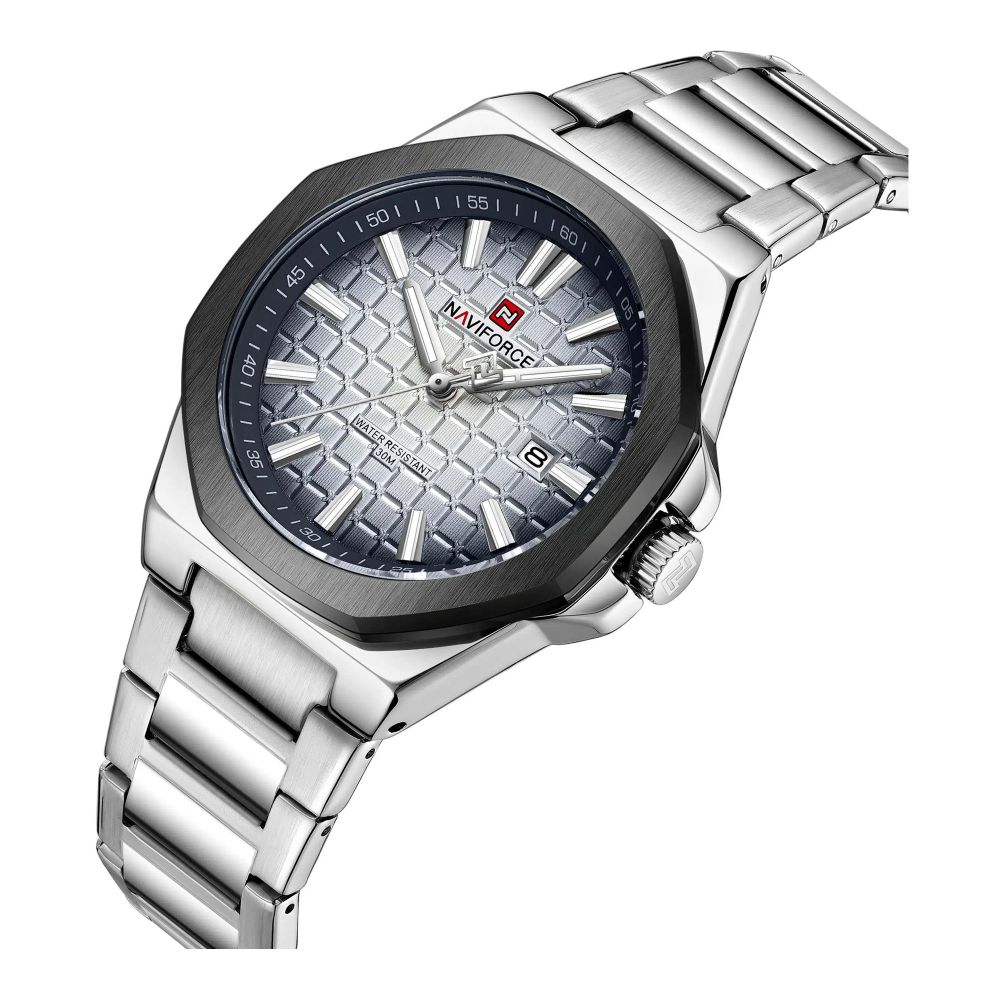 Naviforce Signature Textured Date Men's Analog Watch With Gray & Black ...