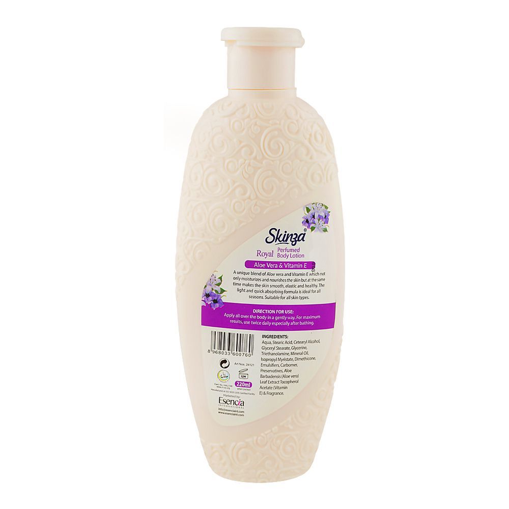 Skinza Royal Perfumed Body Lotion, Aloe Vera & Vitamin E, 220ml