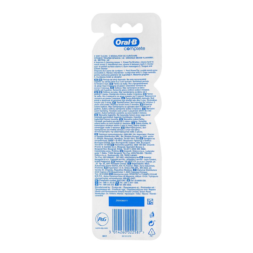 Oral-B 5 Way Clean Complete Toothbrush, Medium, 2-Pack