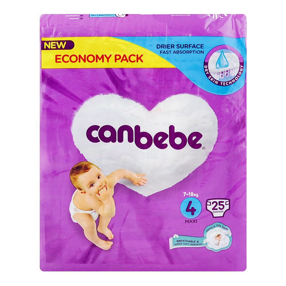 Canbebe Diapers Maxi, No.4, 7-18KG, Economy Pack, 25-Pack