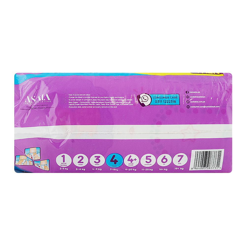 Canbebe Diapers Maxi, No.4, 7-18KG, Economy Pack, 25-Pack