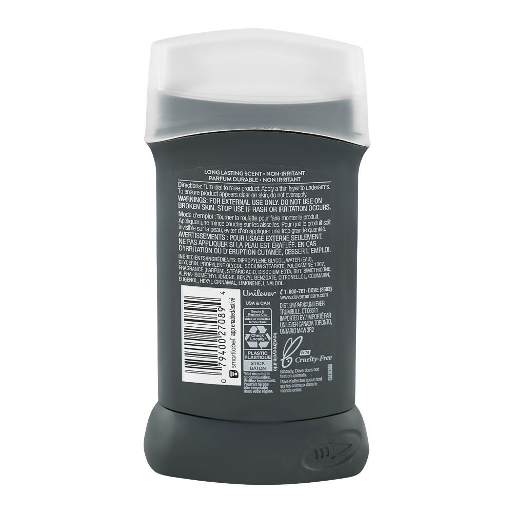 Dove Men+ Care Cool Silver 72H Deodorant Stick, Aluminum Free, 85g
