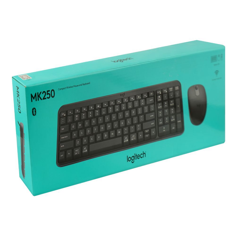 Logitech Compact Wireless Combo Keyboard & Mouse, Black, MK250, 920-013359