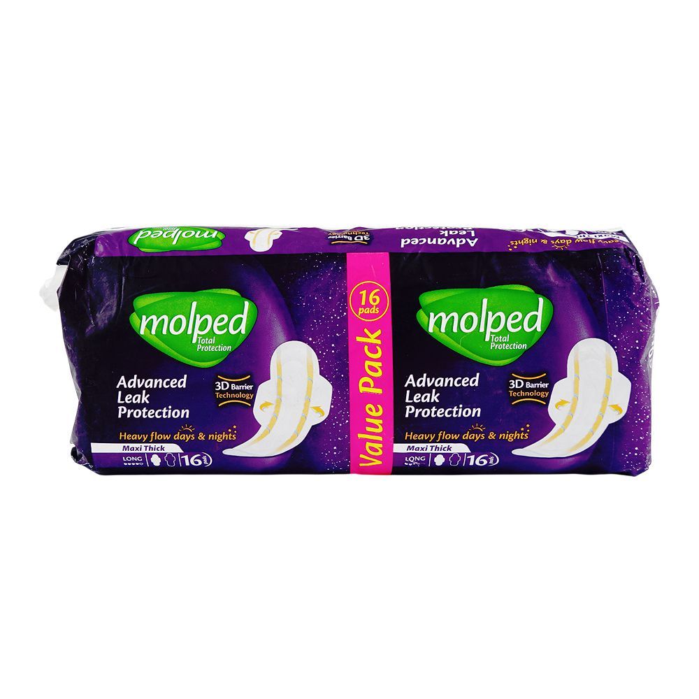 Molped Maxi Thick Advanced Leak Protection With 3D Barrier, Long, Value ...