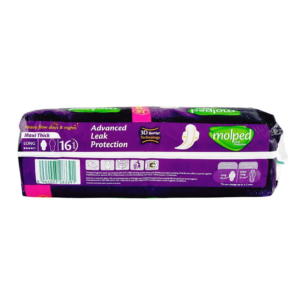 Molped Maxi Thick Advanced Leak Protection With 3D Barrier, Long, Value ...