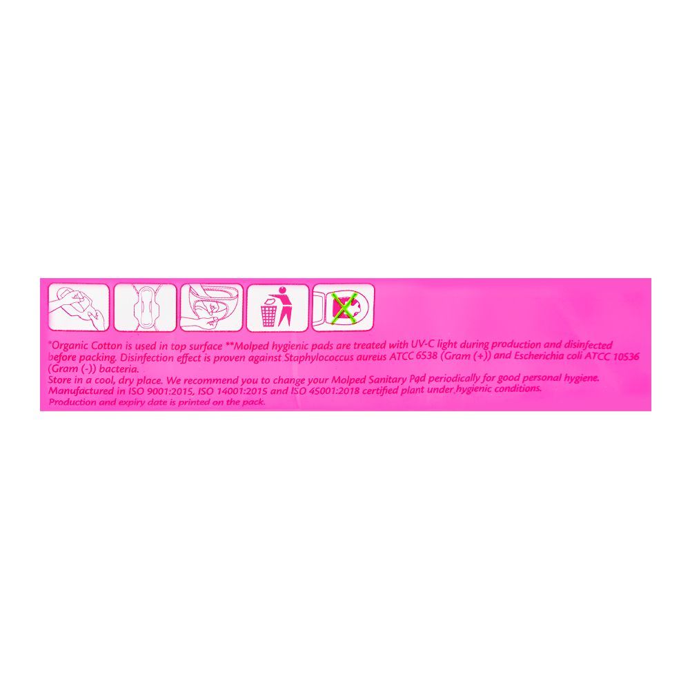 Molped Pure & Soft Maxi Thick Organic Cotton Pad, Long, Value Pack, 18-Pack