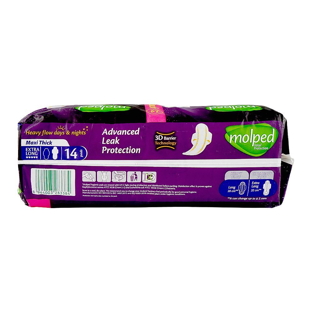 Molped Maxi Thick Advanced Leak Protection Pad With 3D Barrier, Extra ...