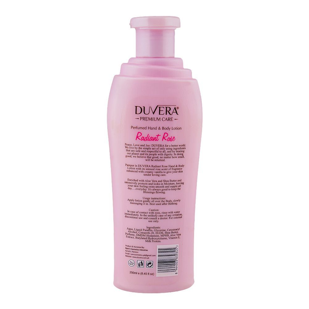 Duvera Radiant Rose Perfumed Hand & Body Lotion, Vitamin E ...