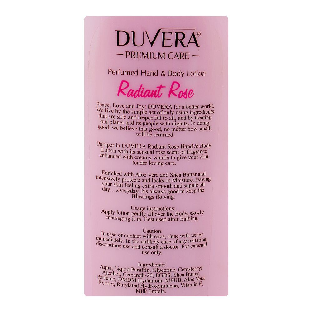 Duvera Radiant Rose Perfumed Hand & Body Lotion, Vitamin E ...