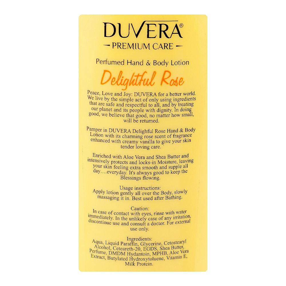 Duvera Delightful Rose Perfumed Hand & Body Lotion, Vitamin E ...