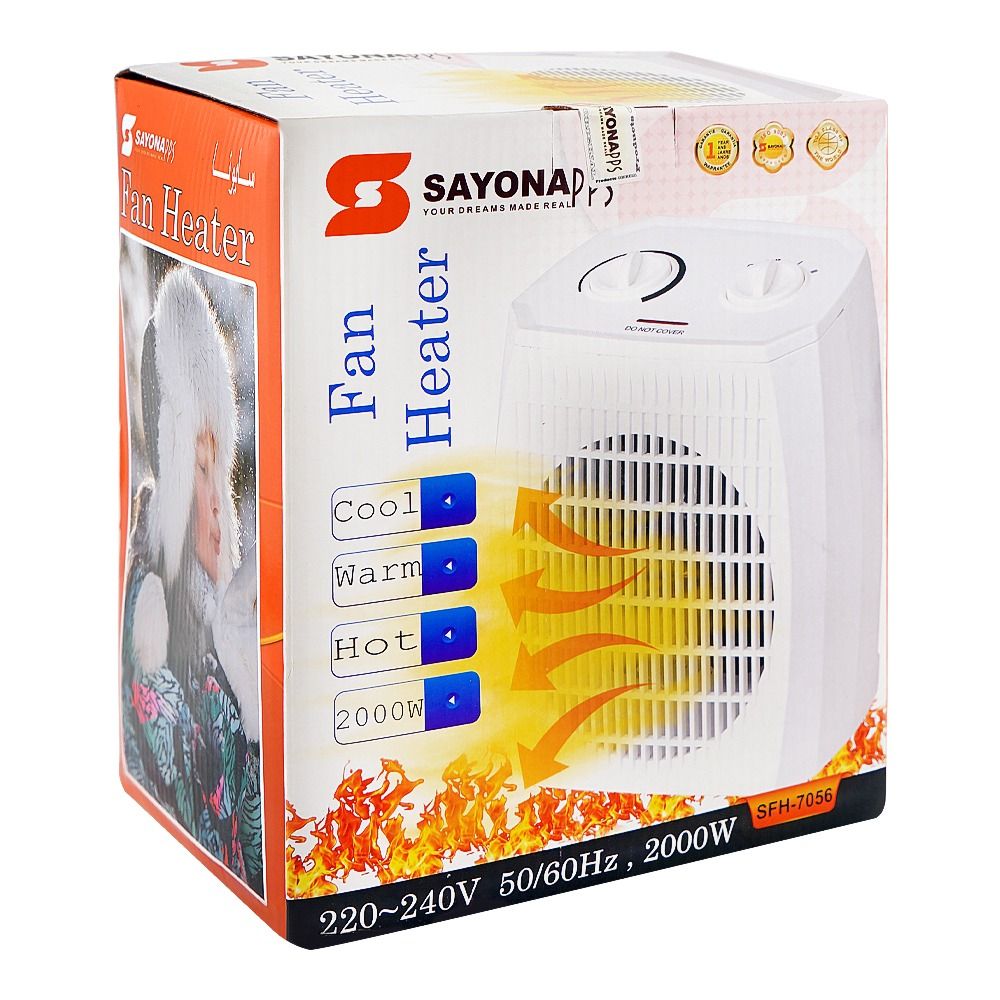 Sayona Fan Heater, 2000W, 220-240V, SFH-7056