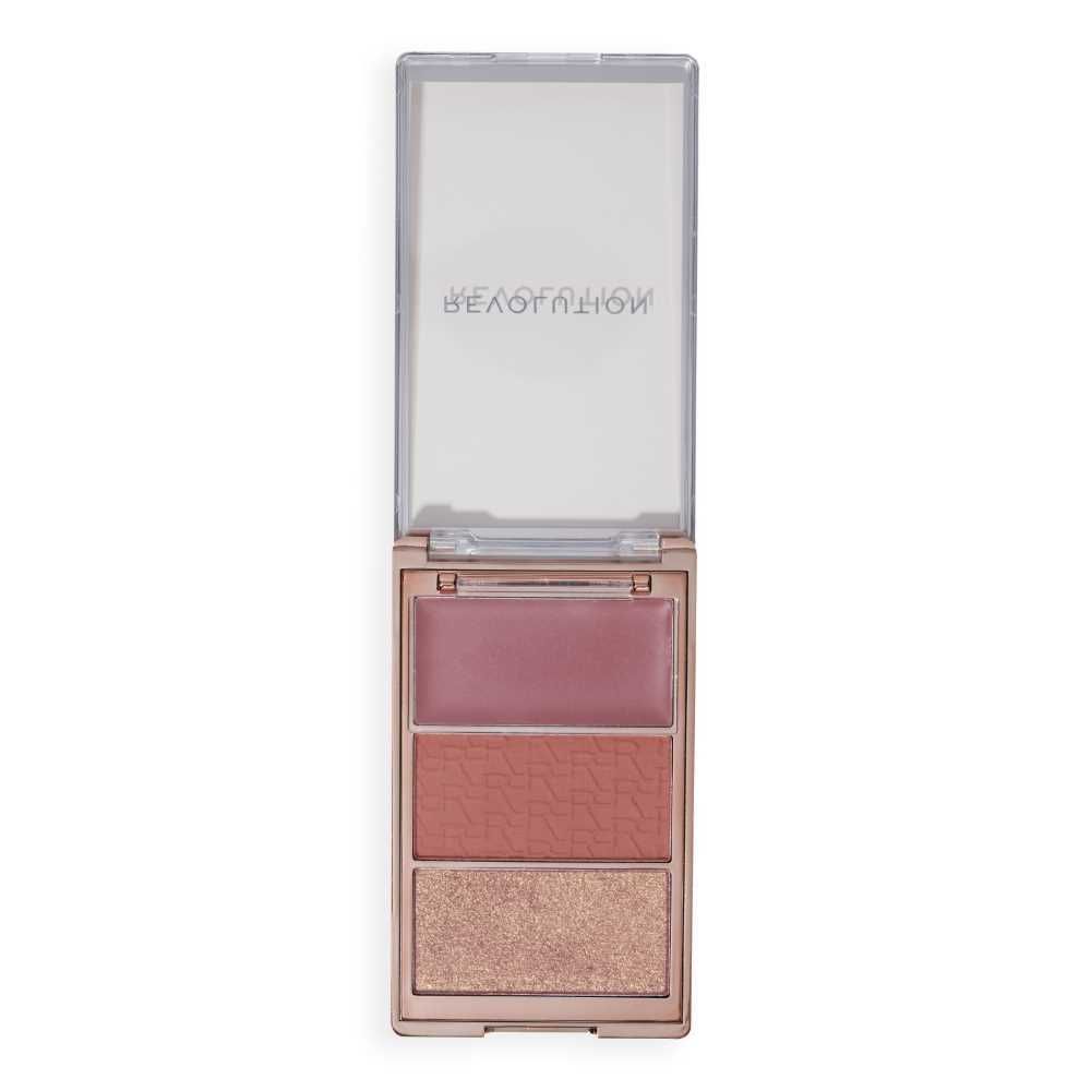 Makeup Revolution 3-In-1 Blush Icon Palette, Aura Points Rose